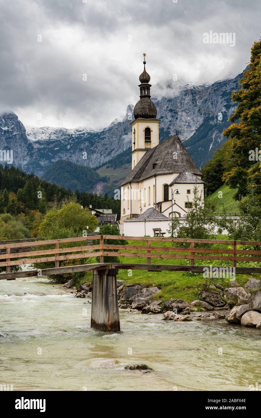 Beautiful of the St. Sebastian Church in Ramsau am Berchtesgaden with ...