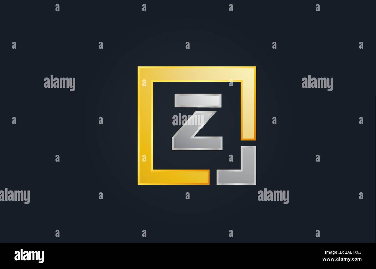 gold silver metal letter Z alphabet logo design icon for business ...