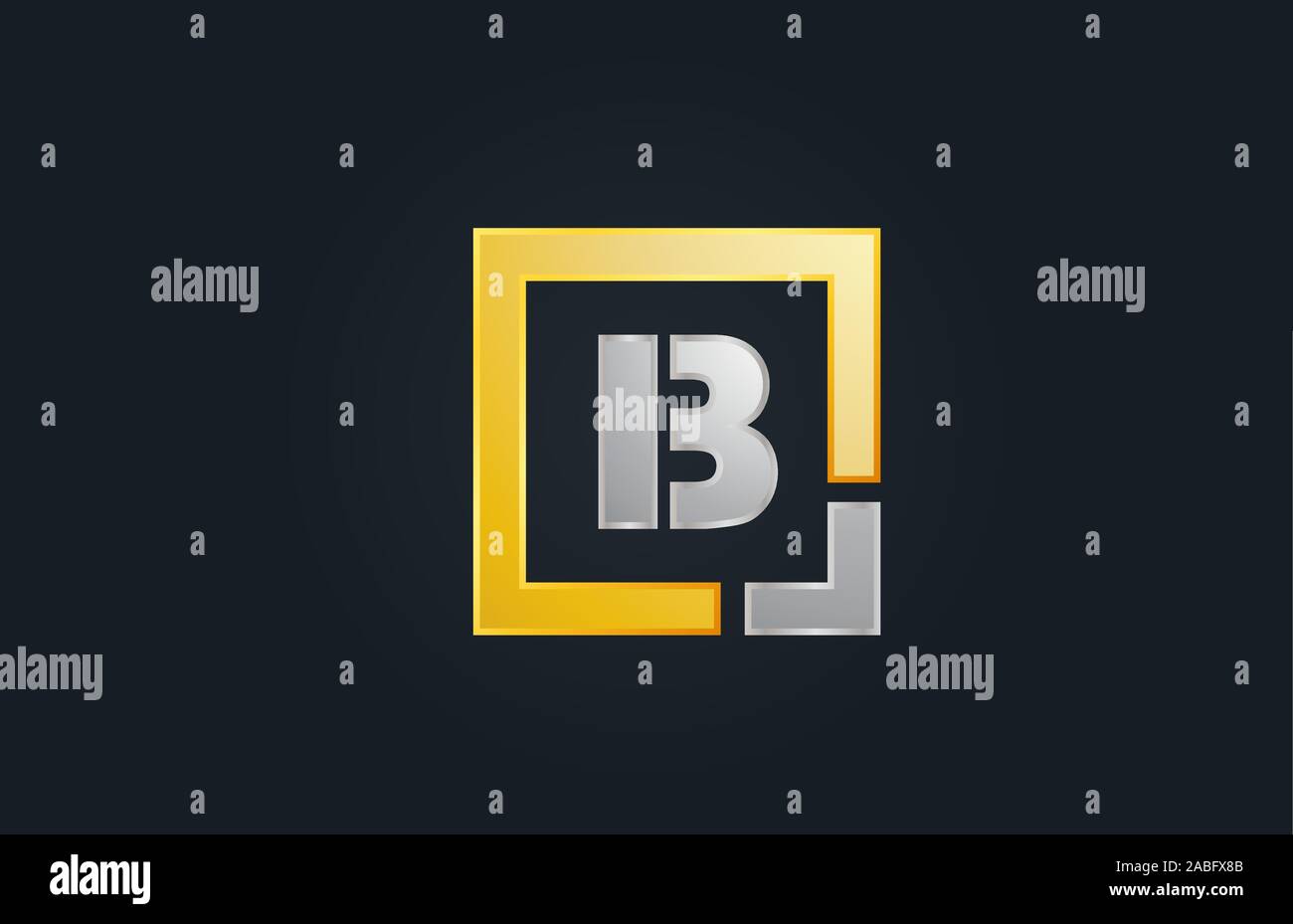 gold silver metal letter B alphabet logo design icon for business ...