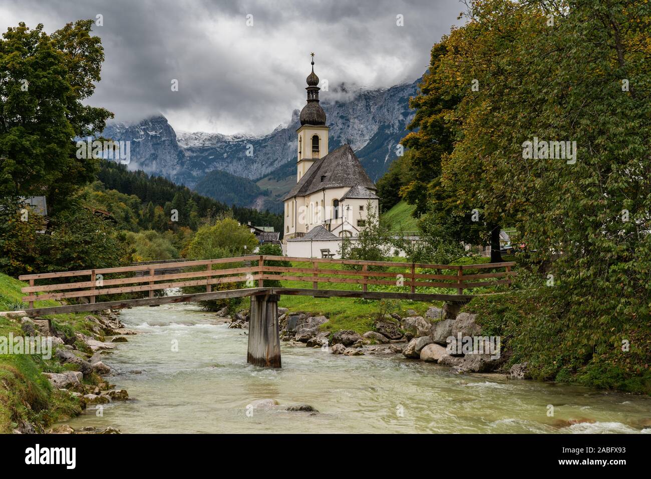 Beautiful of the St. Sebastian Church in Ramsau am Berchtesgaden with ...