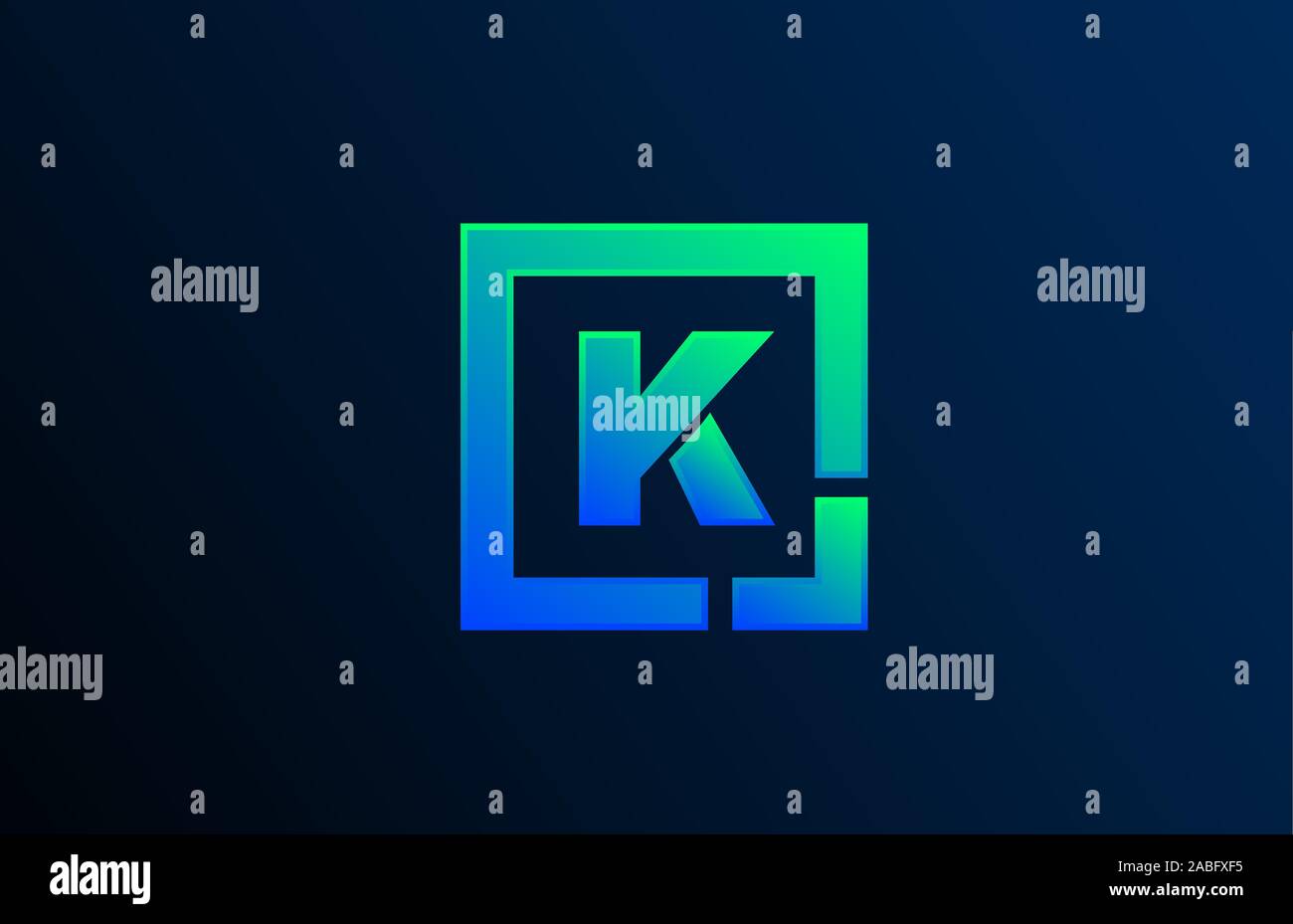 blue green letter K alphabet logo design icon for business. Suitable as ...