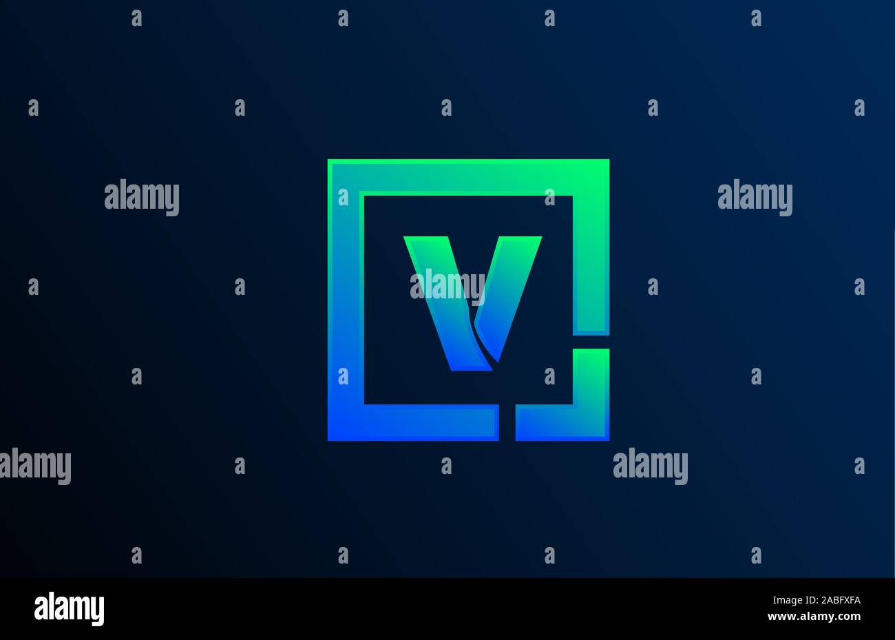 blue green letter V alphabet logo design icon for business. Suitable as ...