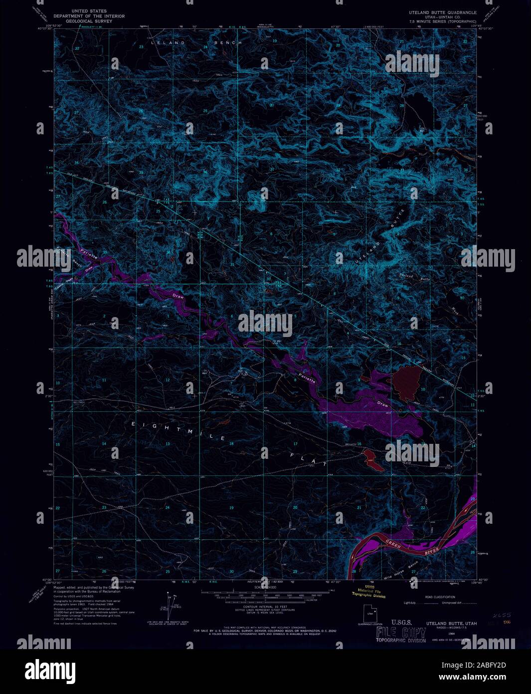 UT Uteland Butte 252564 1964 24000 Inverted Restoration Stock Photo - Alamy