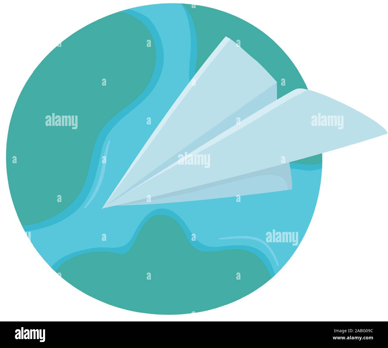 Planet and paper plane design, Continent earth world globe ocean and ...