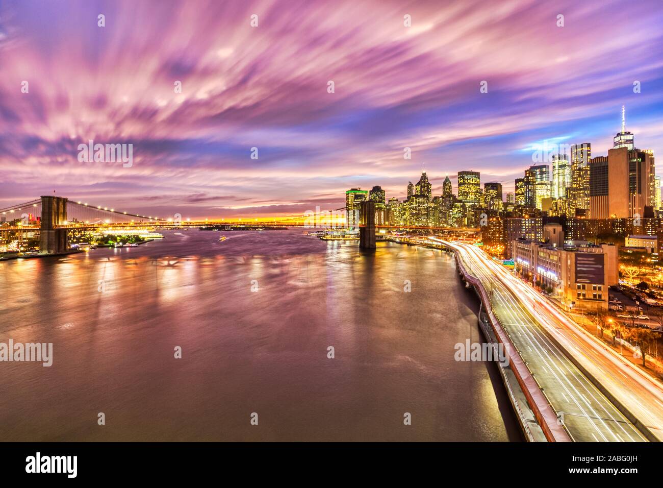 Lower manhattan skyline sunset cloud hi-res stock photography and ...