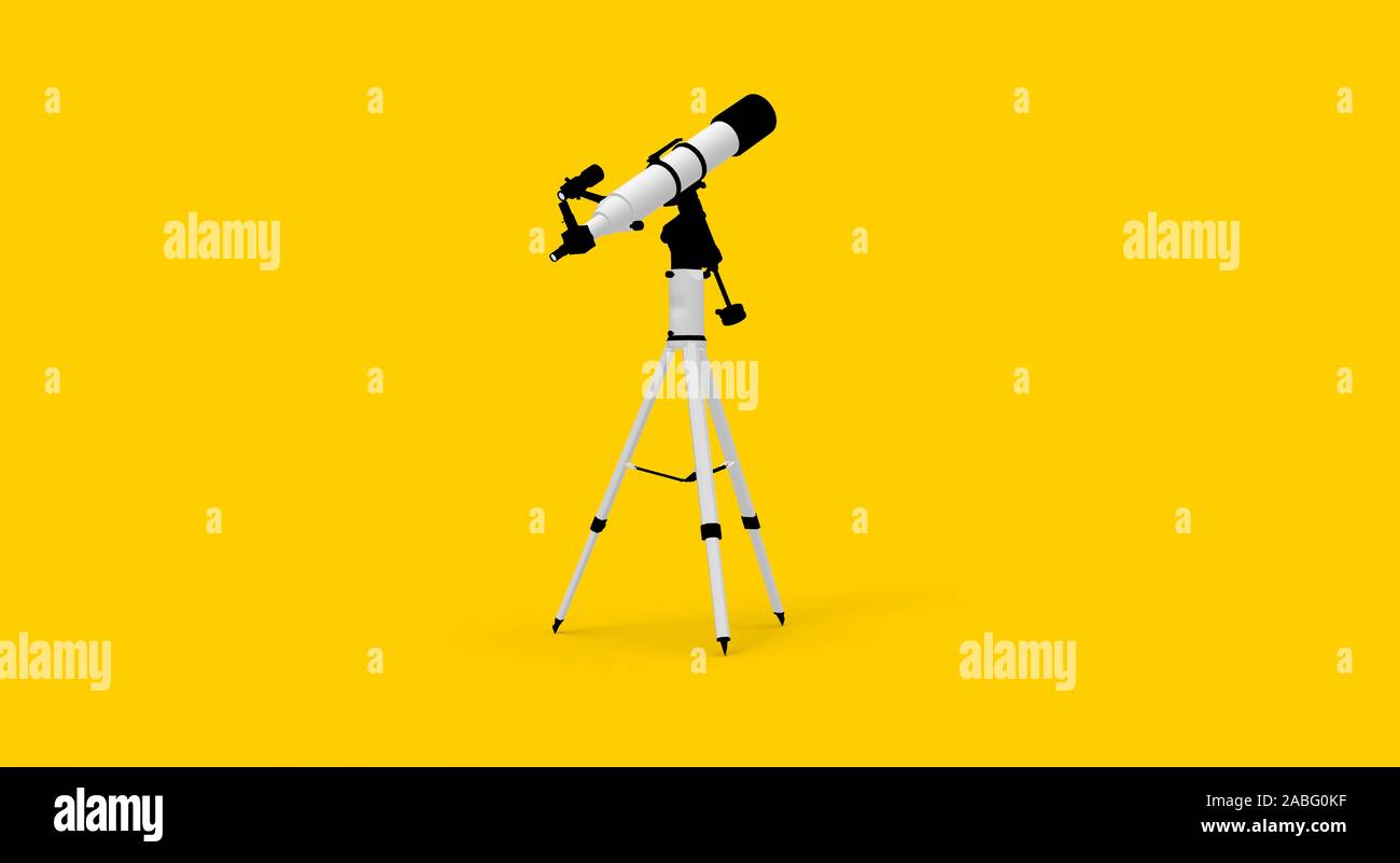 Telescope isolated on Yellow 3D Rendering Stock Photo - Alamy