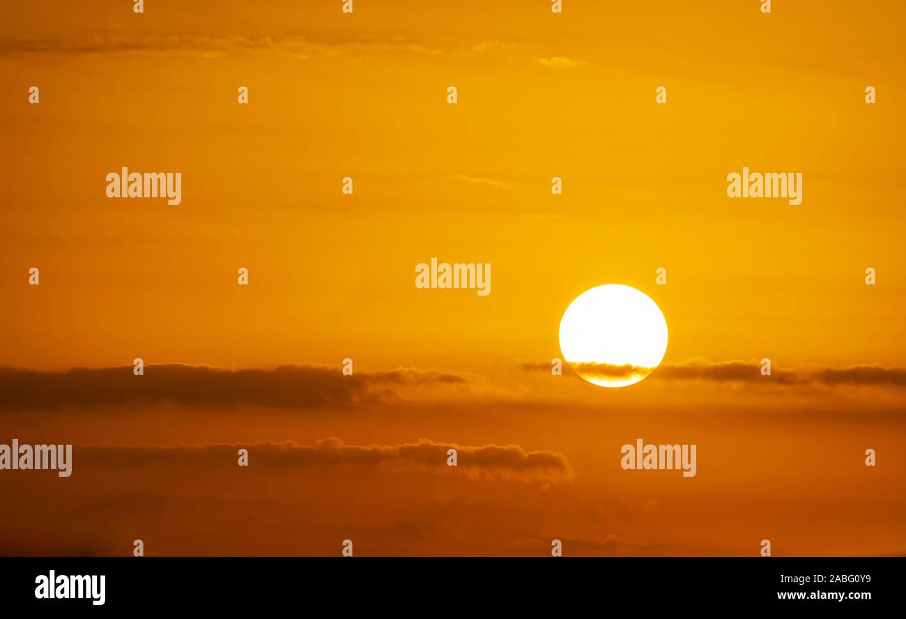 a beautiful sunrise with the orange morning sky Stock Photo - Alamy