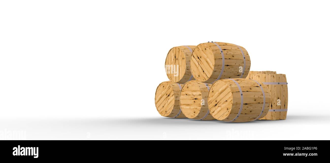 wooden Barrel isolated on White 3D Rendering Stock Photo - Alamy