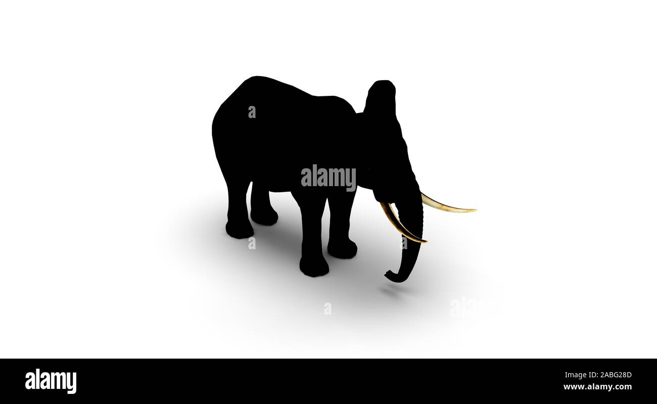 Elephant on White Background 3D Rendering Stock Photo - Alamy