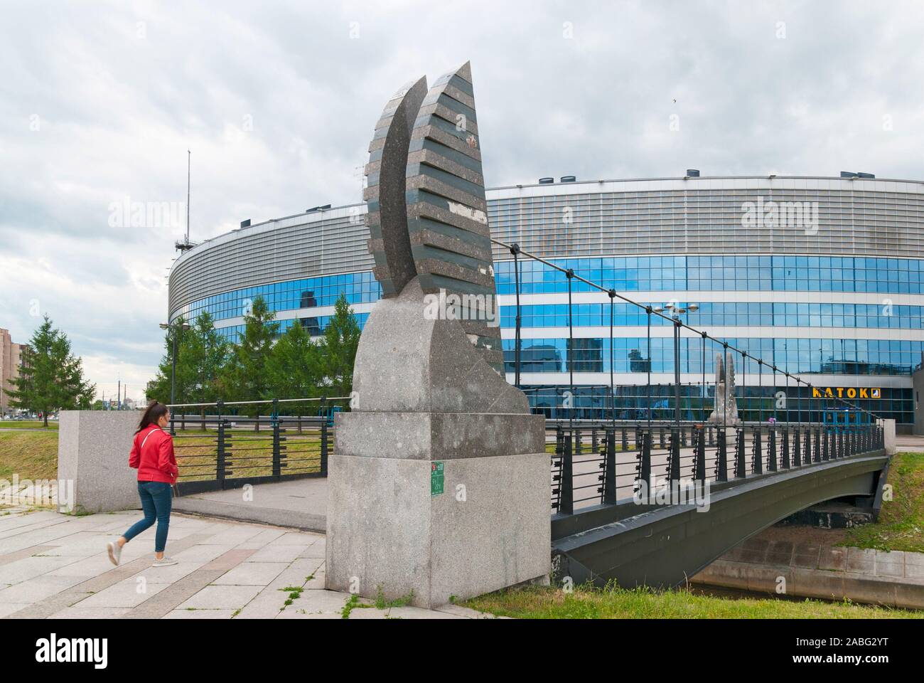 Saint-Petersburg, Russia – June 22, 2019: Girl is walking to The Ice ...