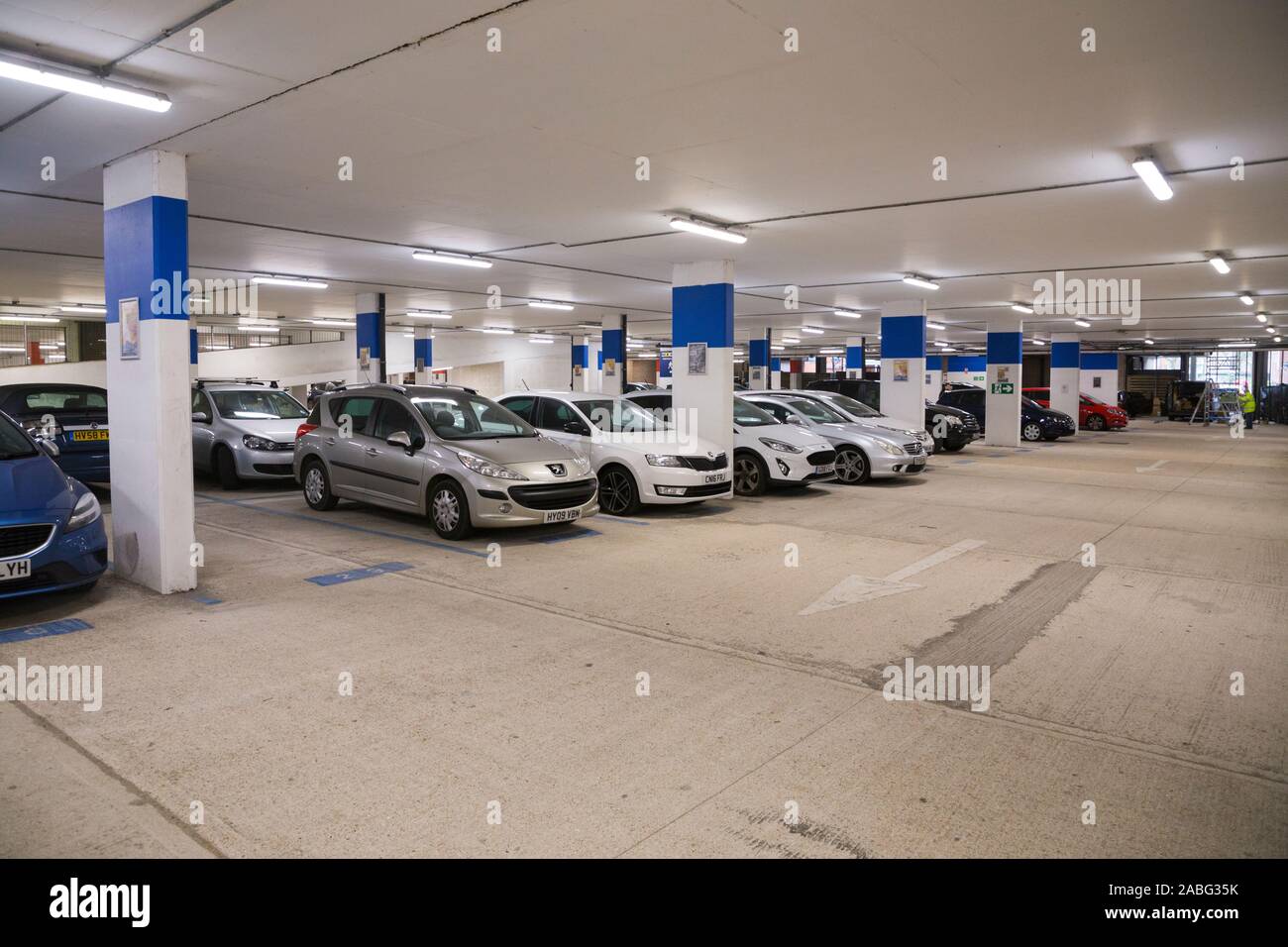 Cars parked in the car park in Admiralty Road, Portsmouth. UK. The ...