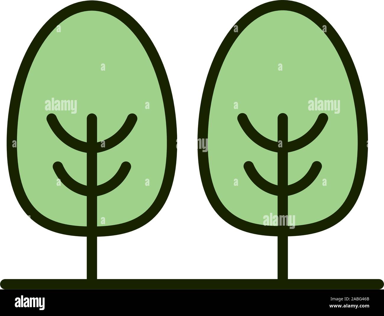 forest trees environment ecology line and fill vector illustration ...