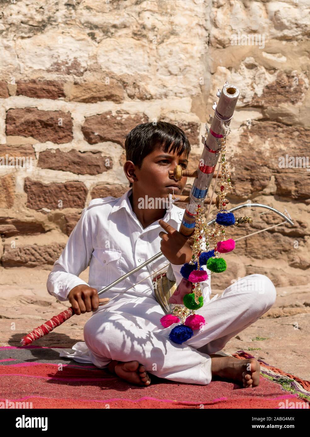 Rajasthan, India; 24-Feb-2019; playing folk music on street Stock Photo ...
