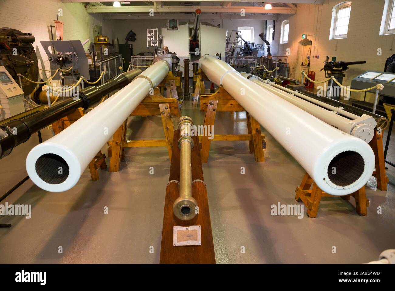 Royal Navy guns from a British warship, on display at the Explosion ...