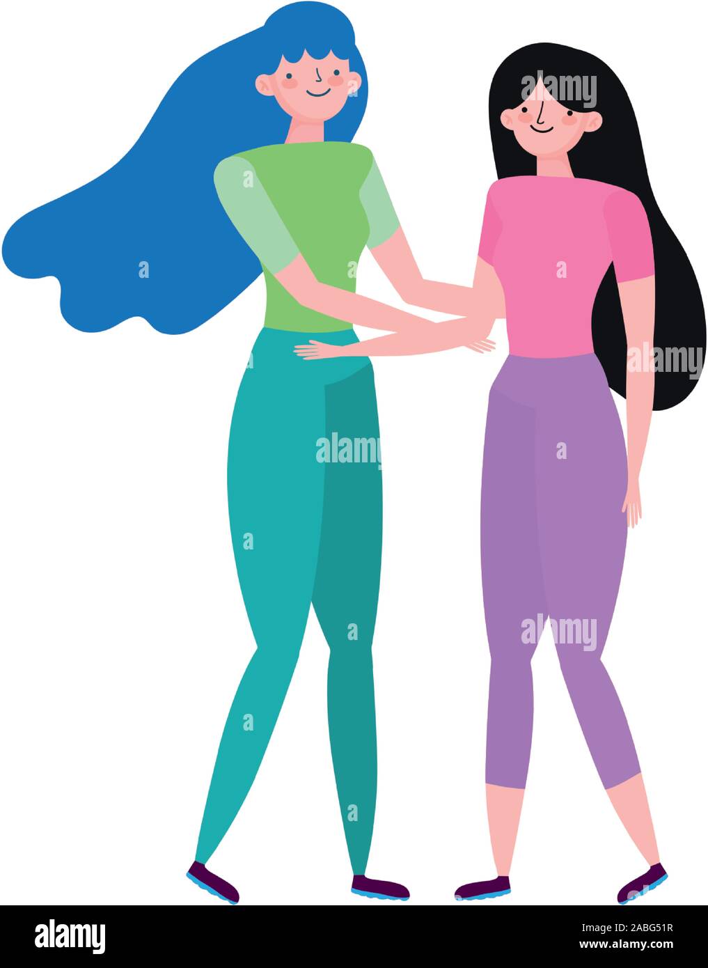two women together friends characters vector illustration Stock Vector ...