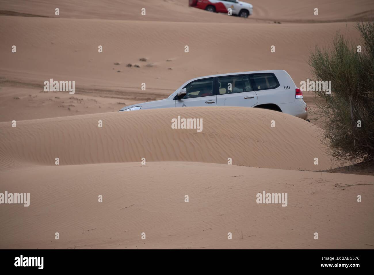 4X4 Land Cruiser in the Sahara Desert, Dubai during a desert safari ...