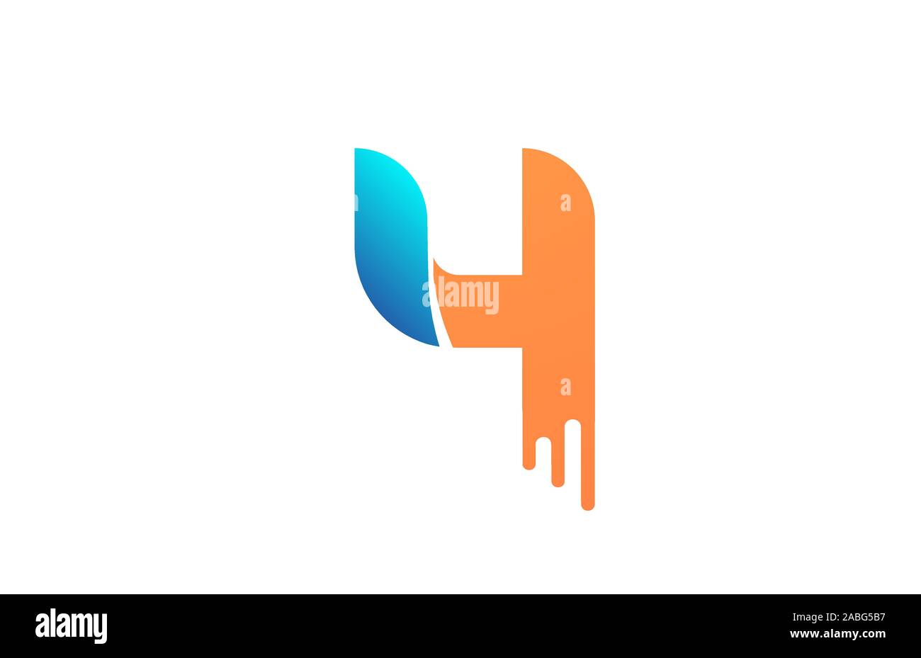 orange blue creative number 4 logo icon for company design. Suitable as ...