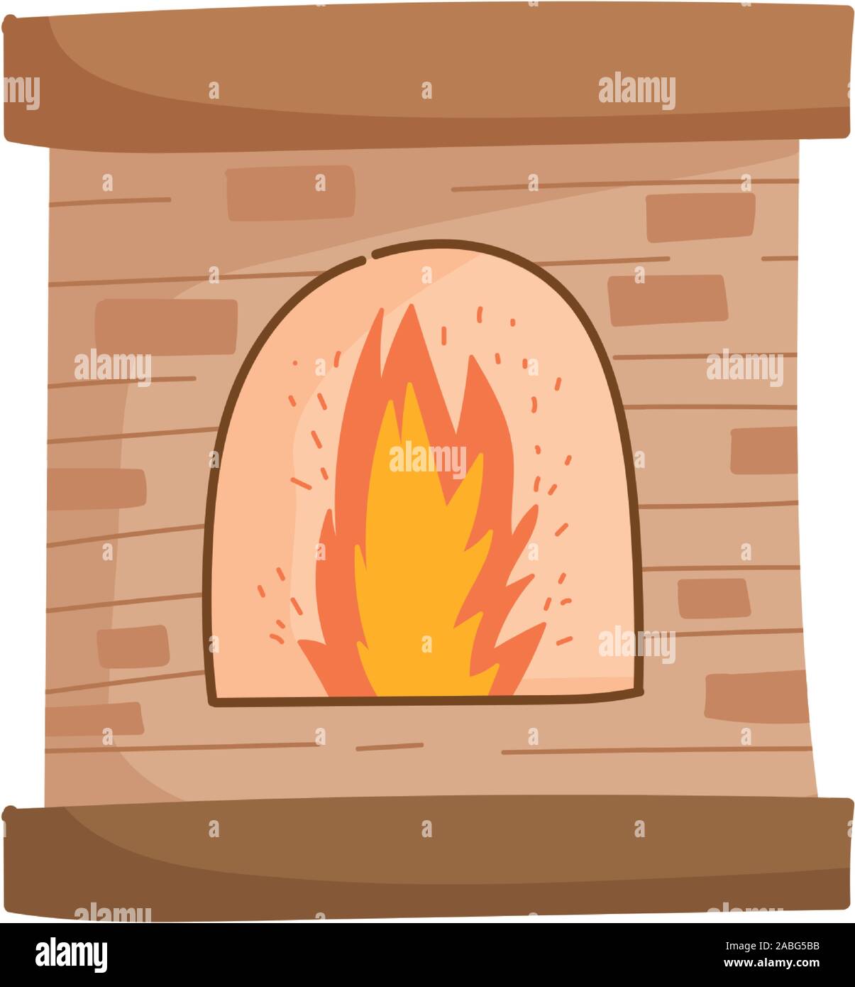 chimney bricks flame decoration icon vector illustration Stock Vector ...