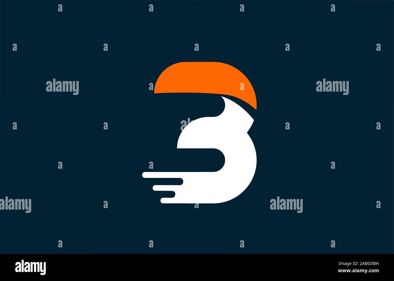 orange white creative number 3 logo icon for company design. Suitable ...