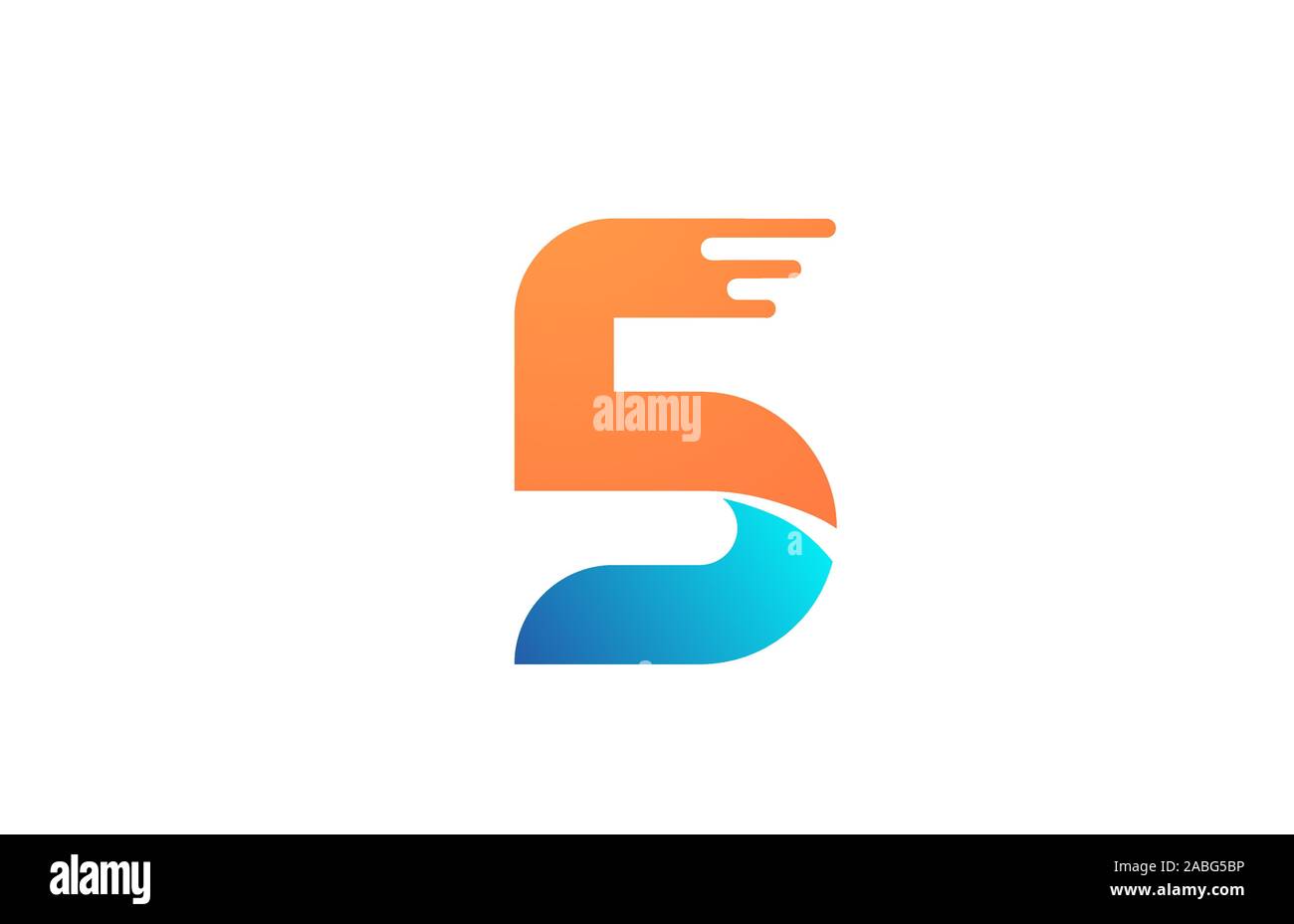 orange blue creative number 5 logo icon for company design. Suitable as ...