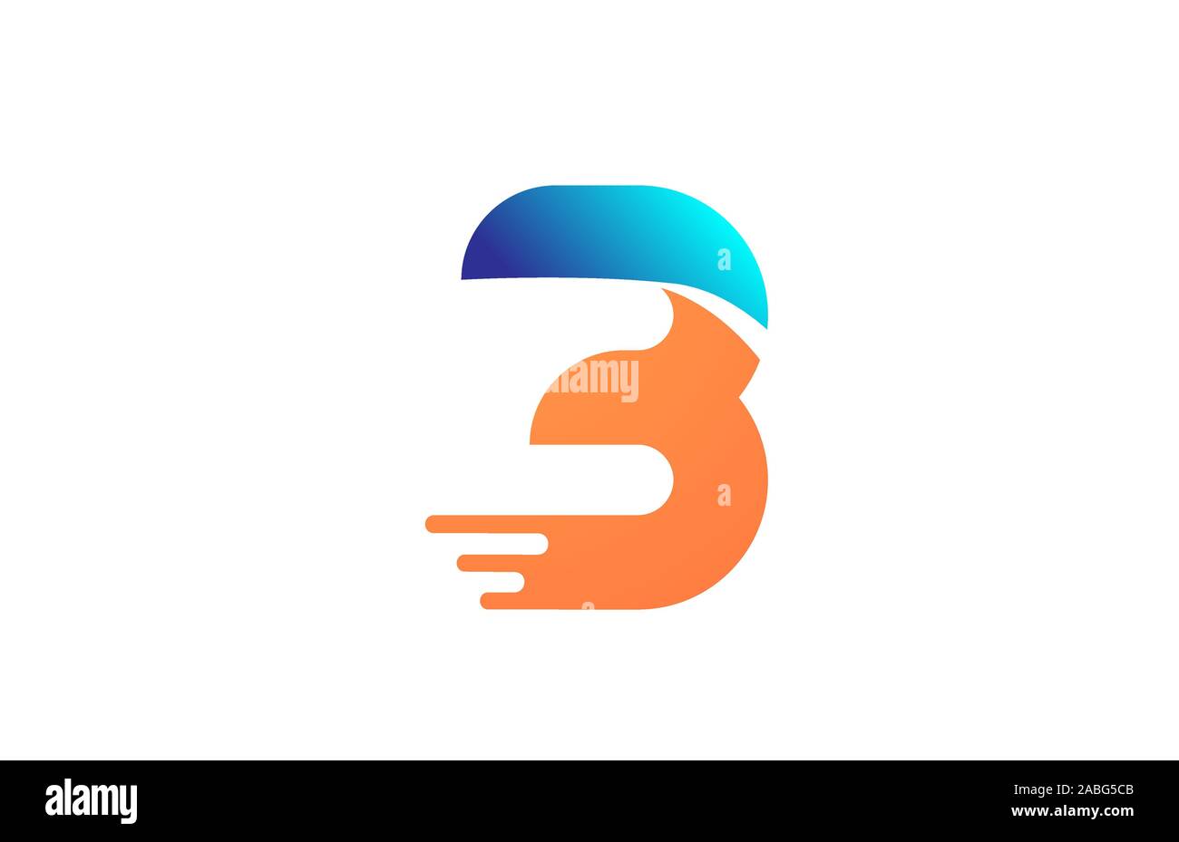 orange blue creative number 3 logo icon for company design. Suitable as ...