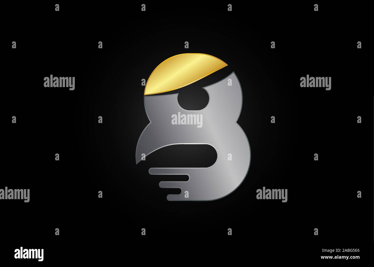 silver gold creative number 8 logo icon for company design. Suitable as ...