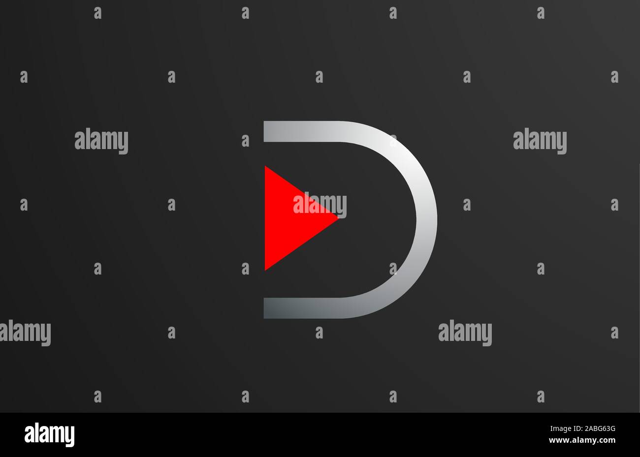 triangle red grey letter D alphabet logo design icon for company or ...