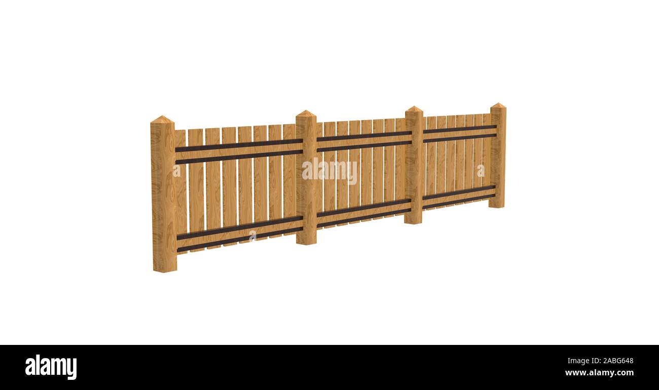 Fence isolated on White 3D Rendering Stock Photo - Alamy
