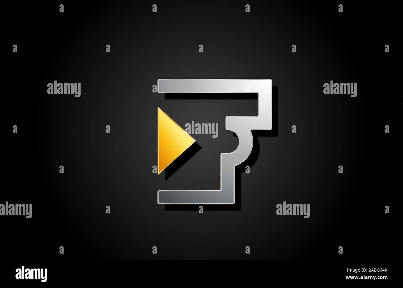 gold and silver metal letter F alphabet logo design icon for business ...