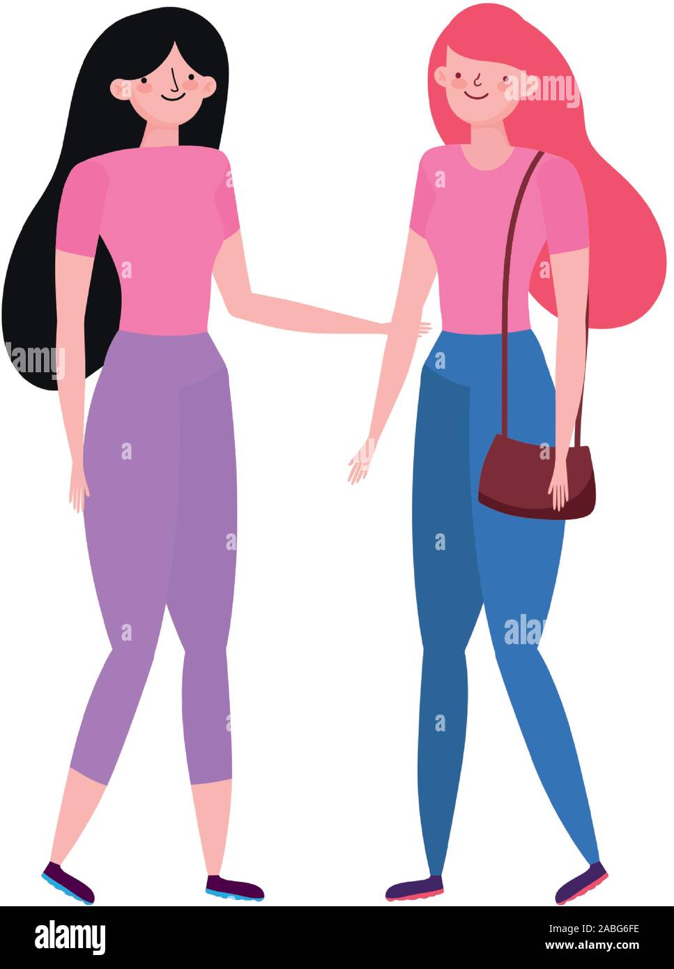 two women together friends characters vector illustration Stock Vector ...