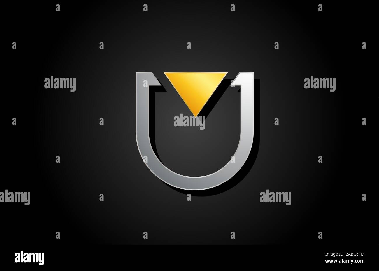 gold and silver metal letter U alphabet logo design icon for business ...