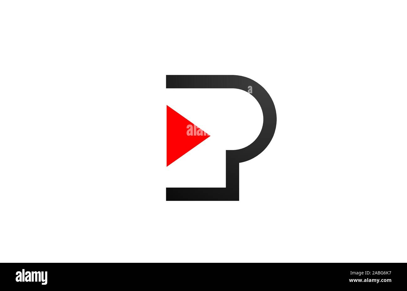 triangle black and white letter P alphabet logo design icon for ...