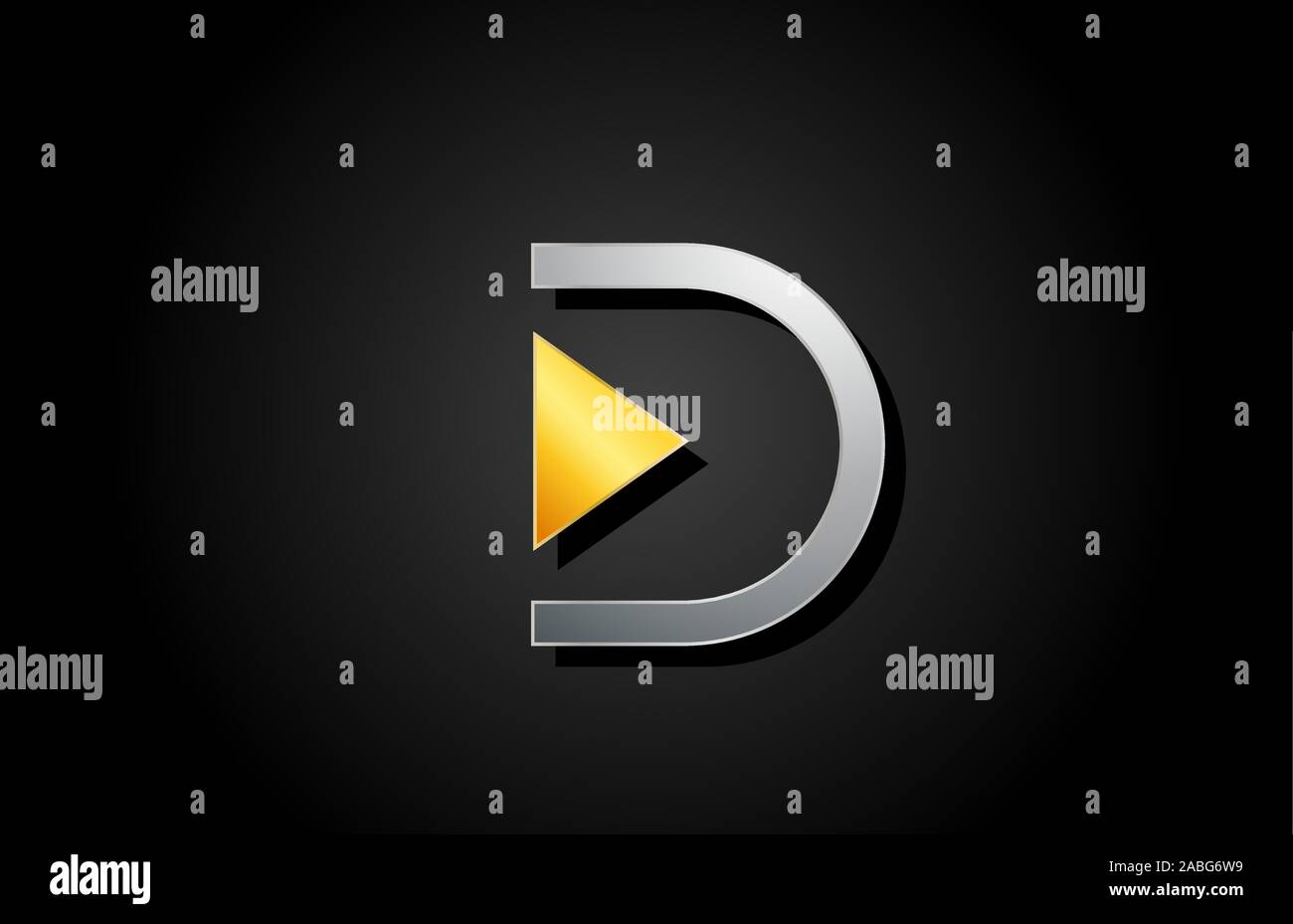 gold and silver metal letter D alphabet logo design icon for business ...