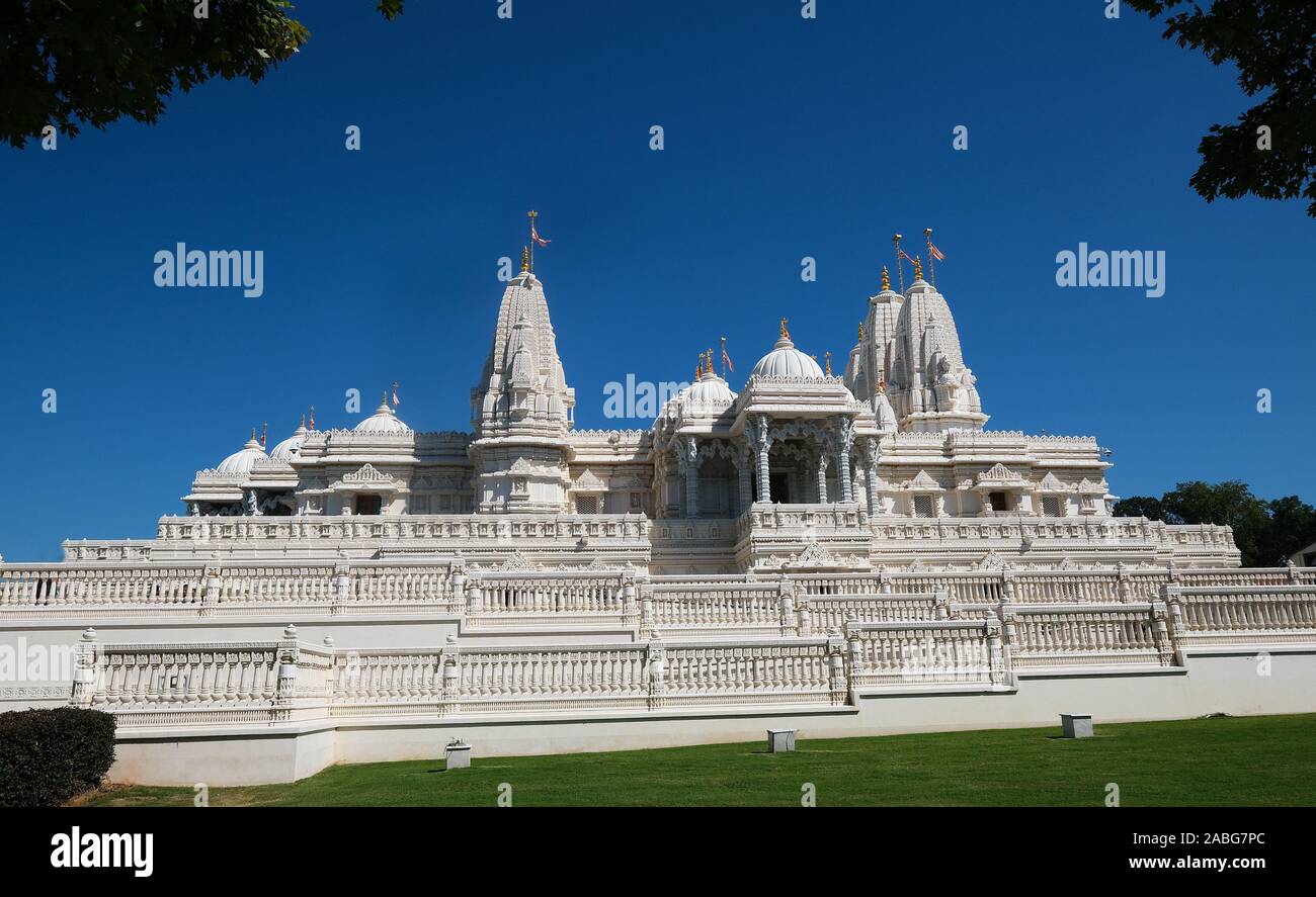 Hindu Mandir on Green Lawn Stock Photo - Alamy