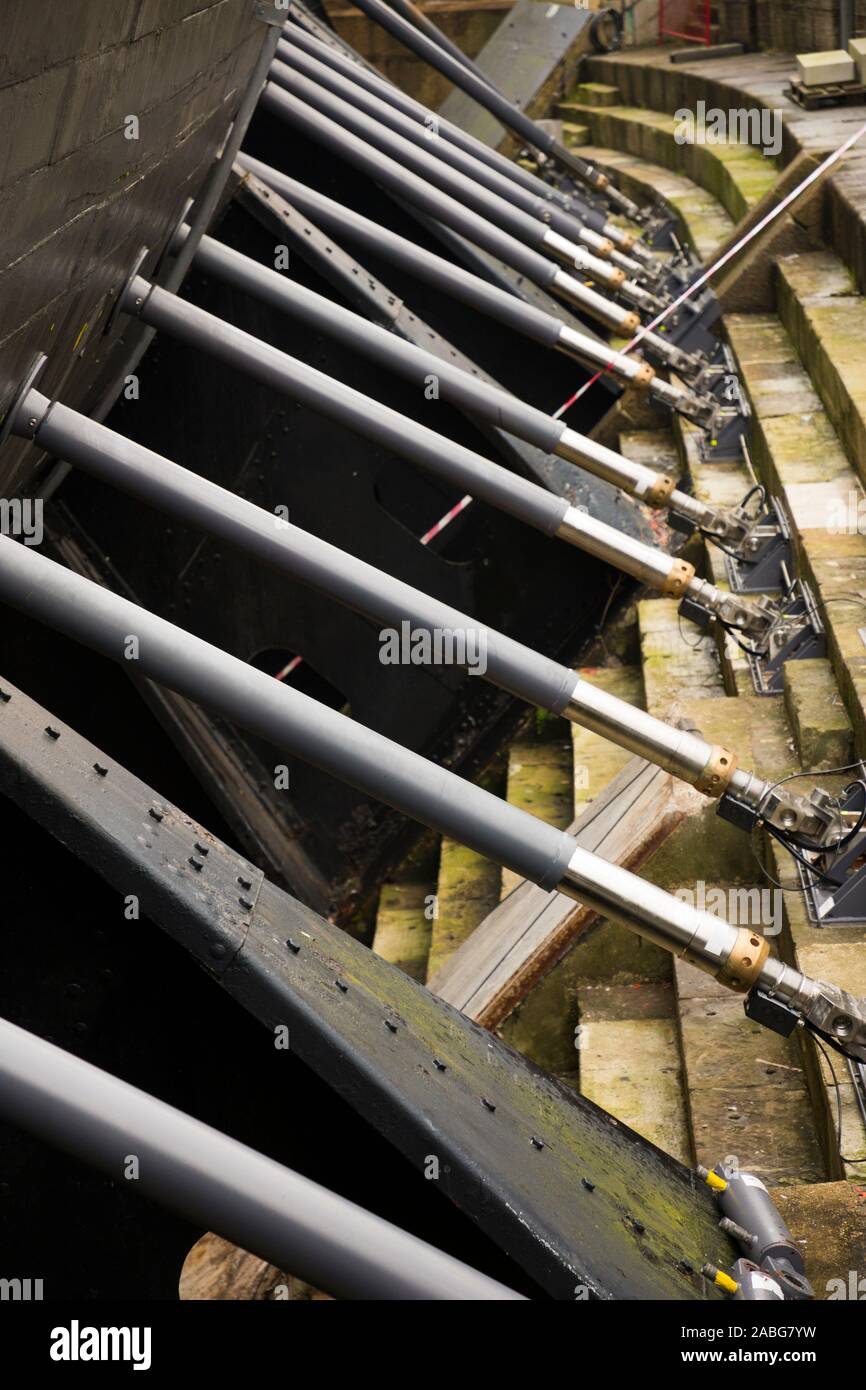 Metal supports / struts cradling the hull of Admiral Lord Nelson 's ...