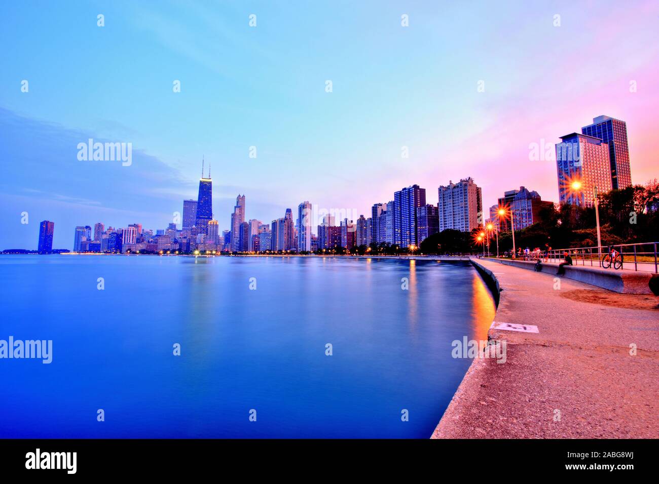 Chicago Skyline Panorama at Dusk Stock Photo - Alamy