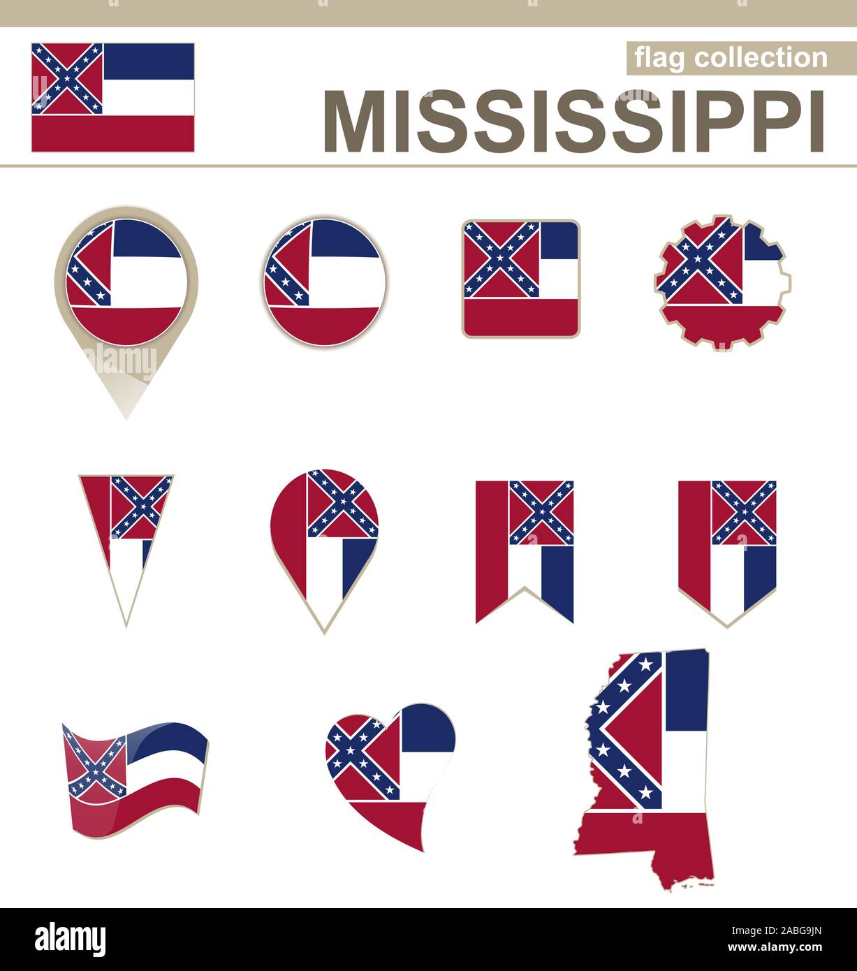 Mississippi Flag Collection, USA State, 12 versions Stock Vector Image ...