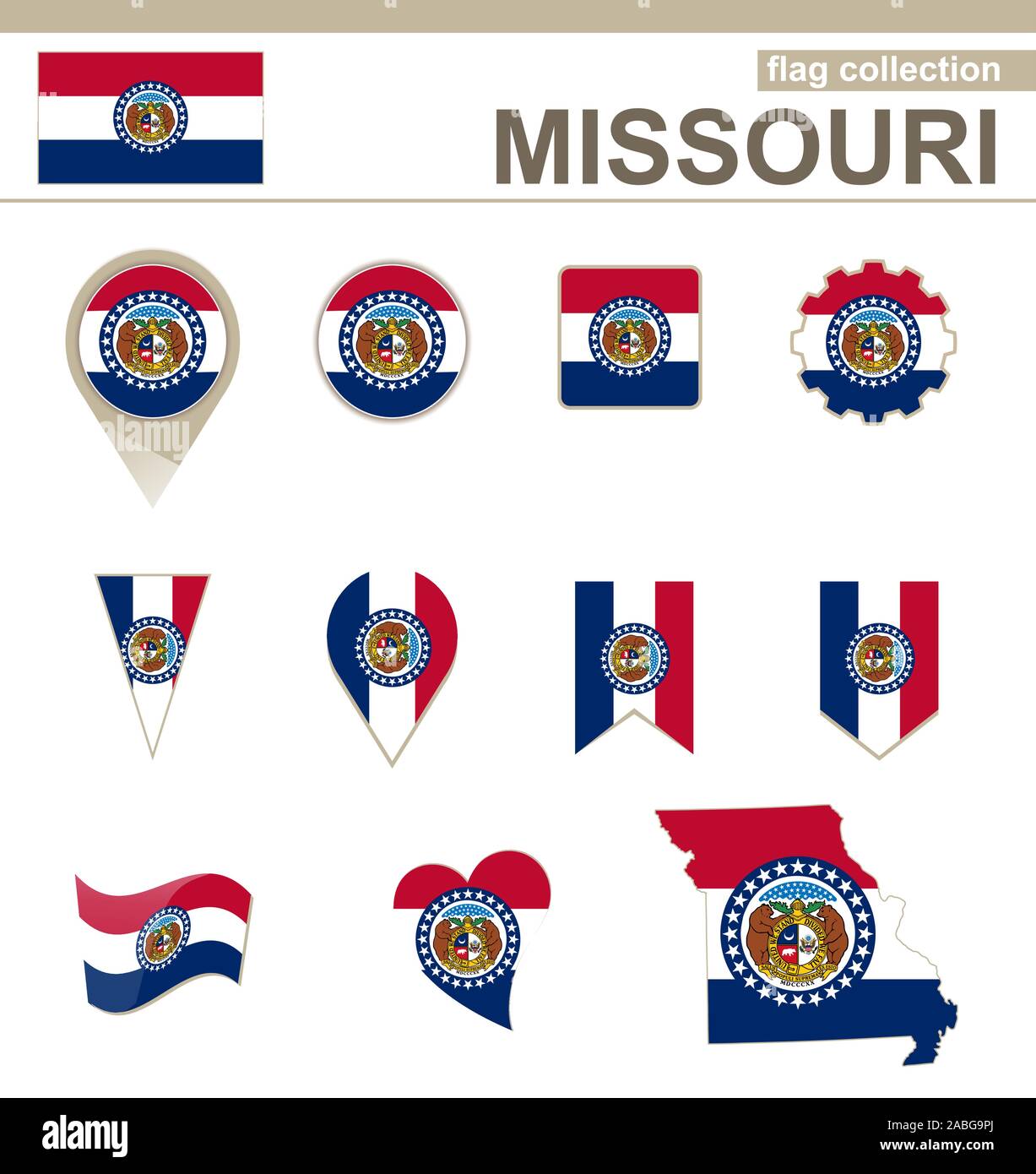 Missouri Flag Collection, USA State, 12 versions Stock Vector Image ...