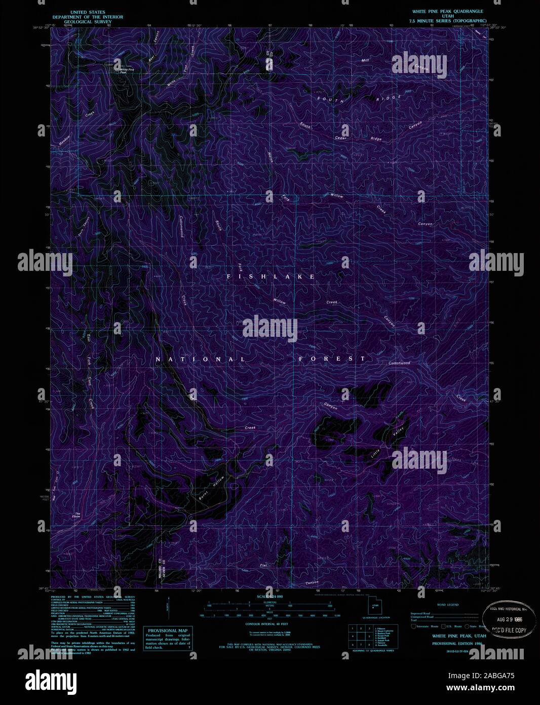 UT White Pine Peak 252750 1986 24000 Inverted Restoration Stock Photo ...