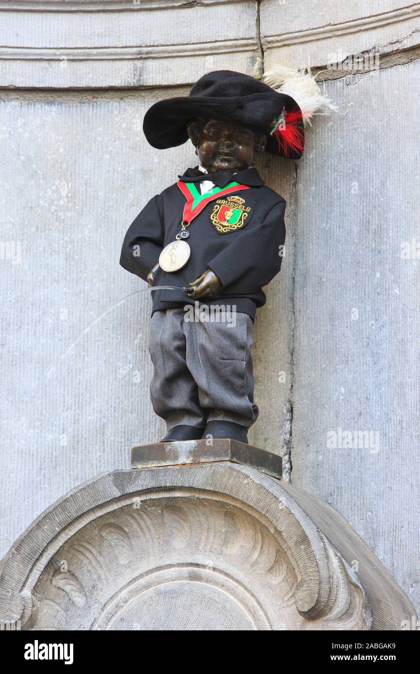 Manneken Pis dressed like Antoine Demol (1924-1989), founder of the ...