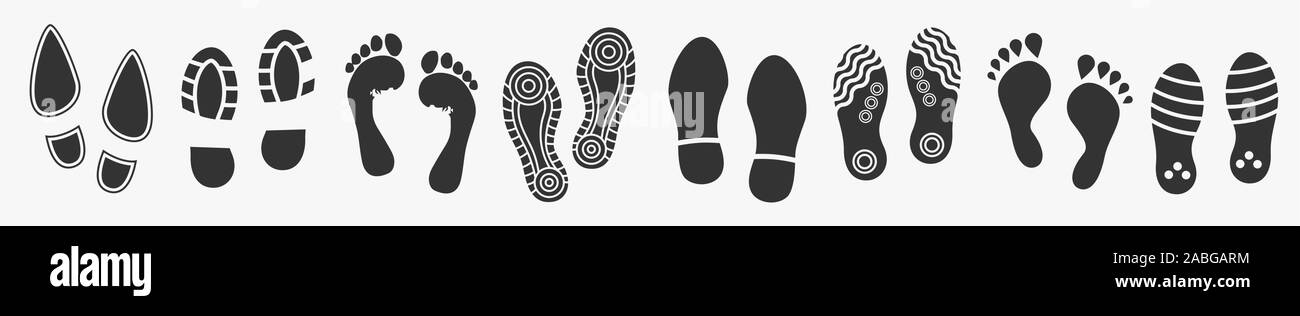 Human footprint big set isolated on white. Vector Stock Vector Image ...