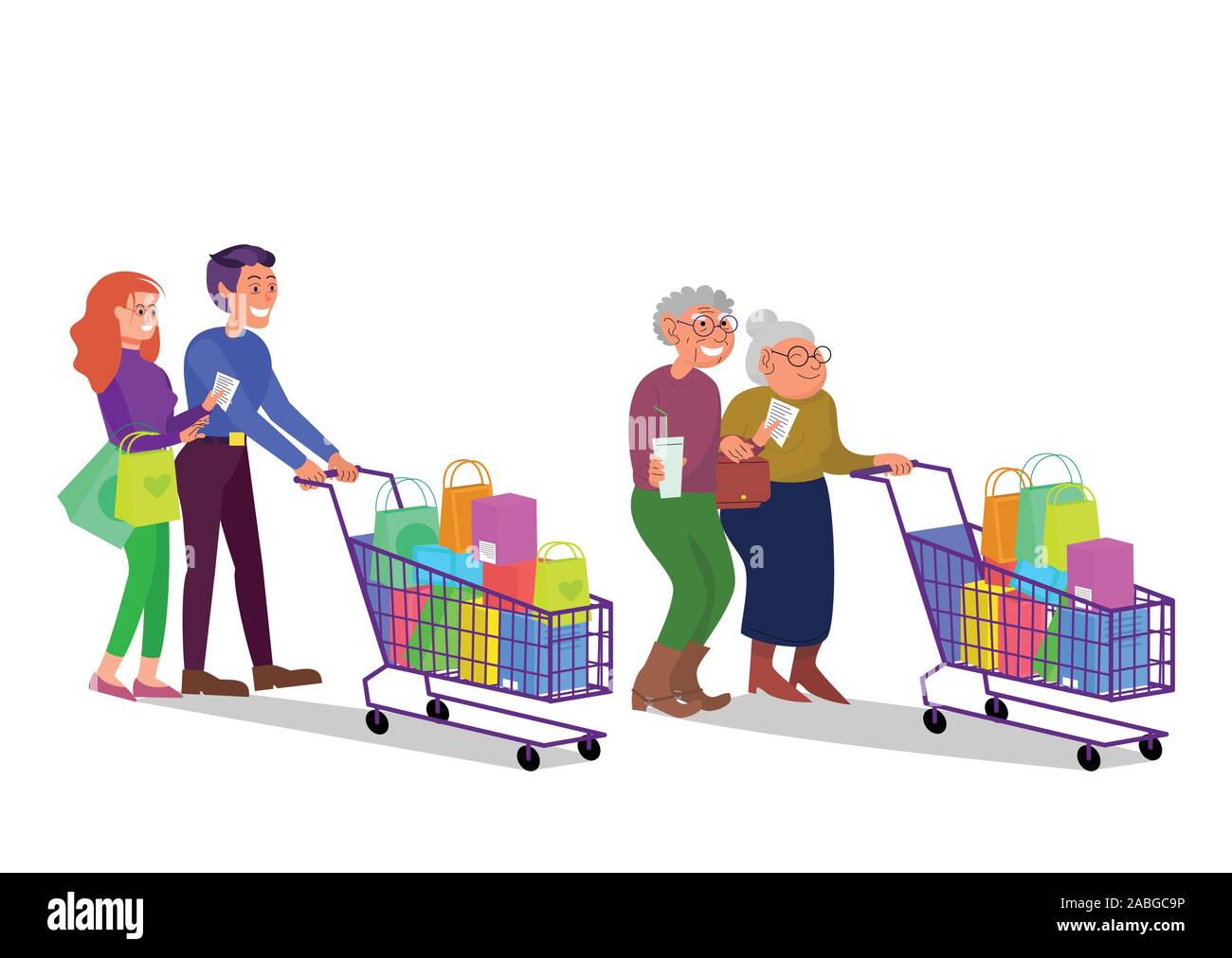 Shopping Cartoon Couples