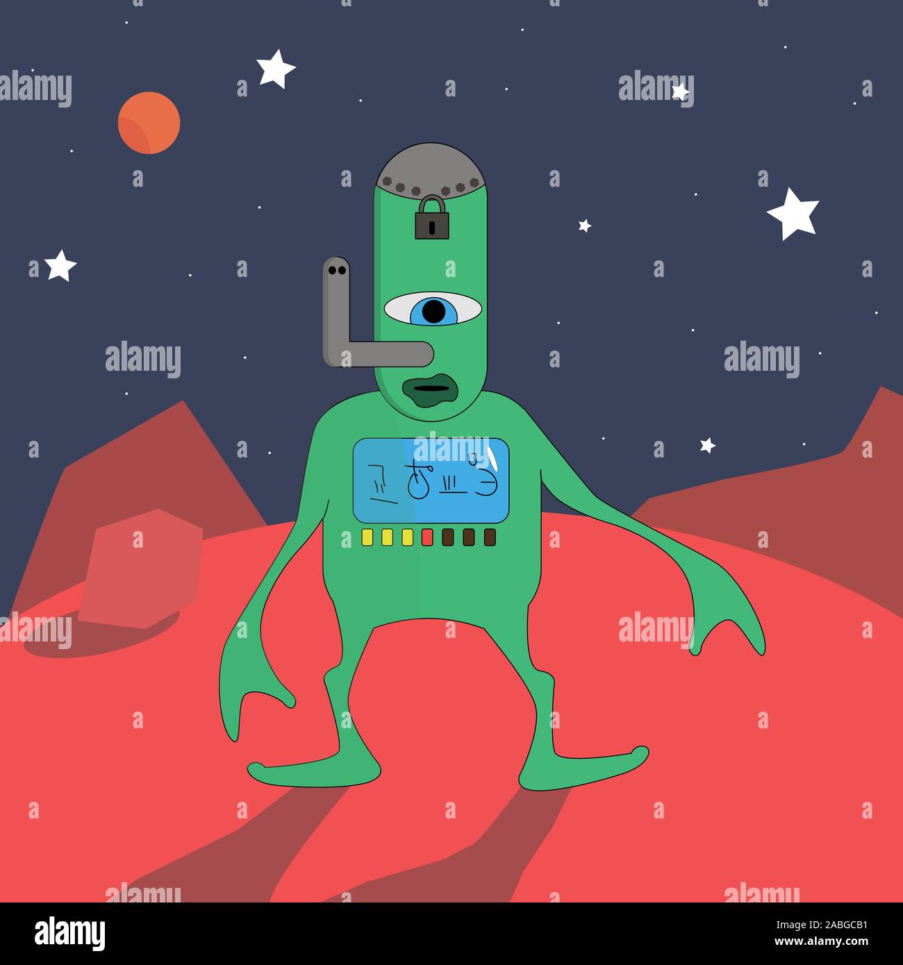 Reptiloid alien resident, alien from the galaxy on the red planet ...