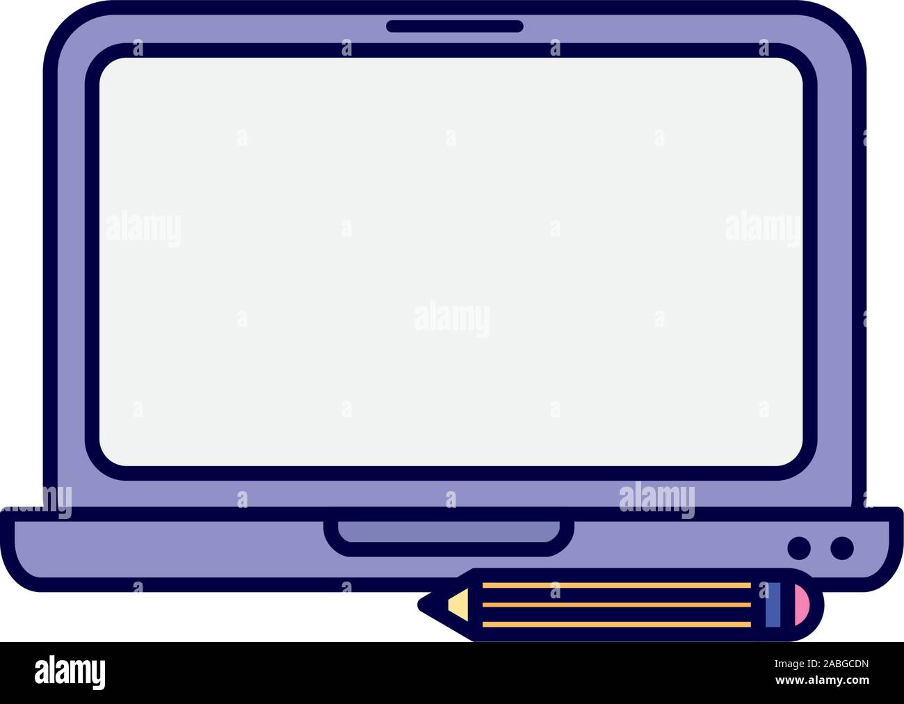 laptop computer and pencil education learning online vector ...