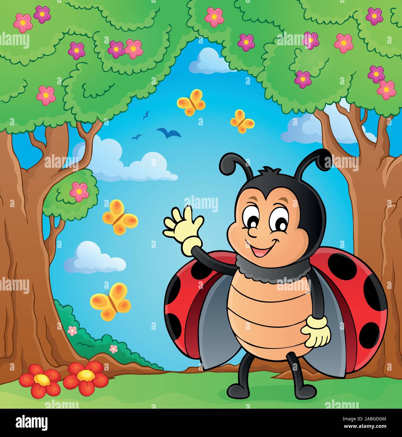 Waving ladybug theme image 4 - eps10 vector illustration Stock Vector ...