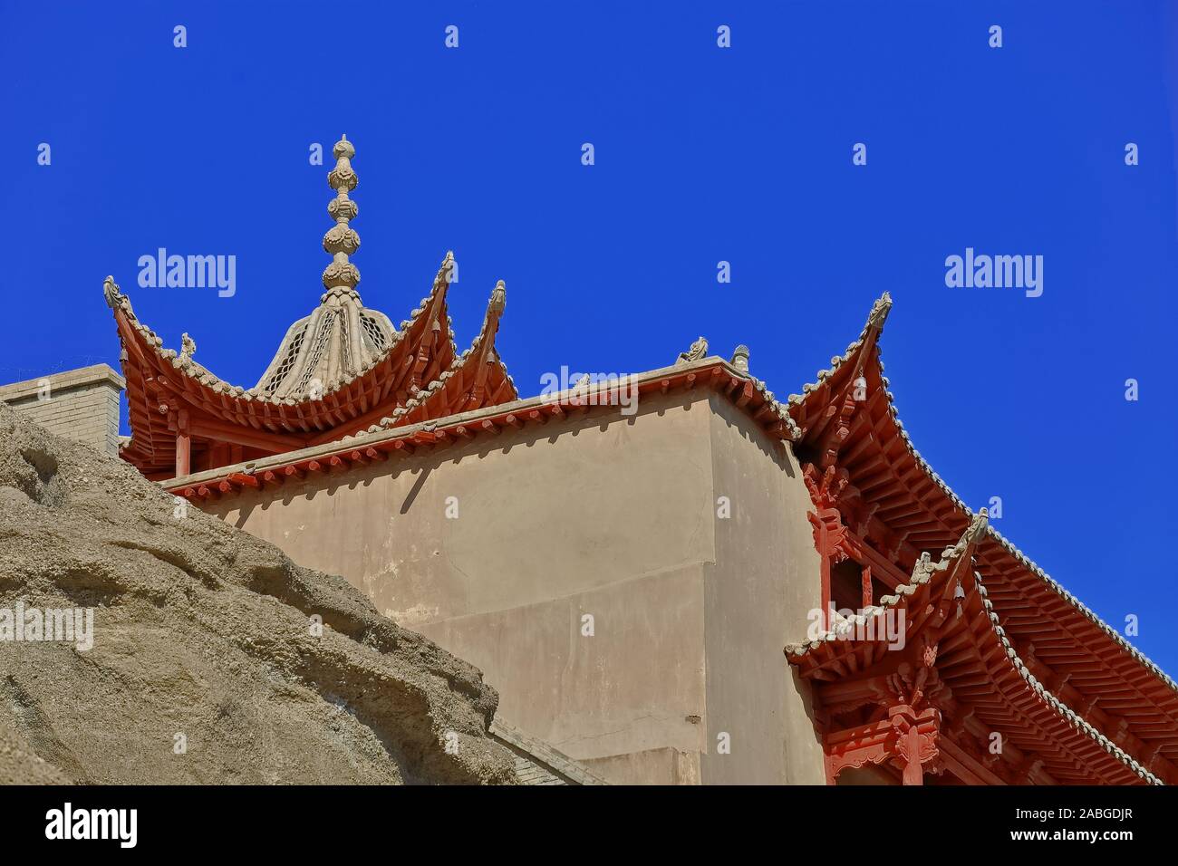 9 story high wooden porch of cave 96-Mogao Buddhist caves-Dunhuang-Gansu province-China-0623 ...