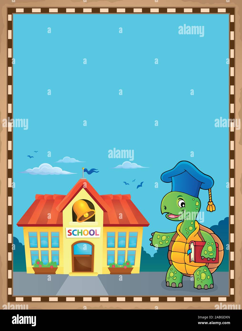 Turtle teacher theme parchment 2 - eps10 vector illustration Stock ...