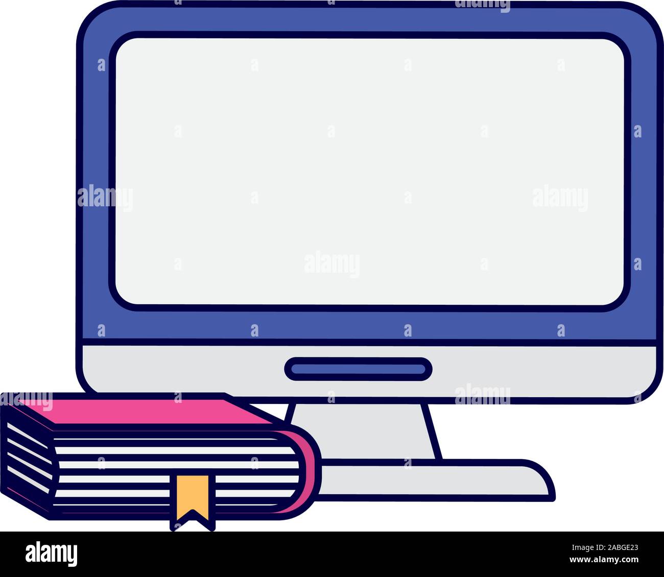 computer and book education learning online vector illustration Stock ...