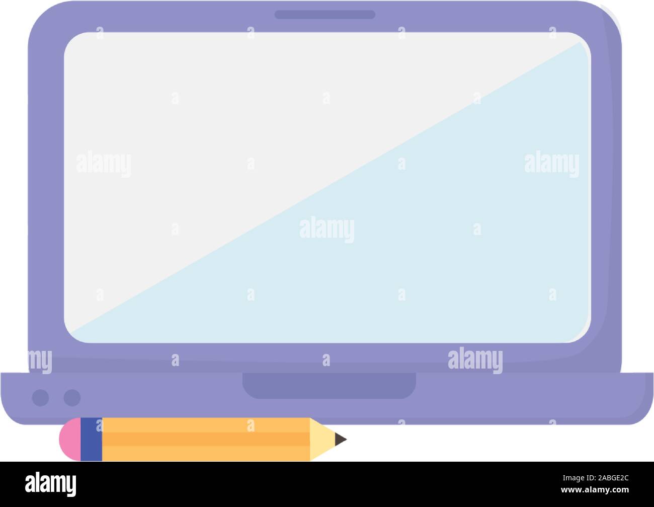 laptop computer and pencil education learning online vector ...