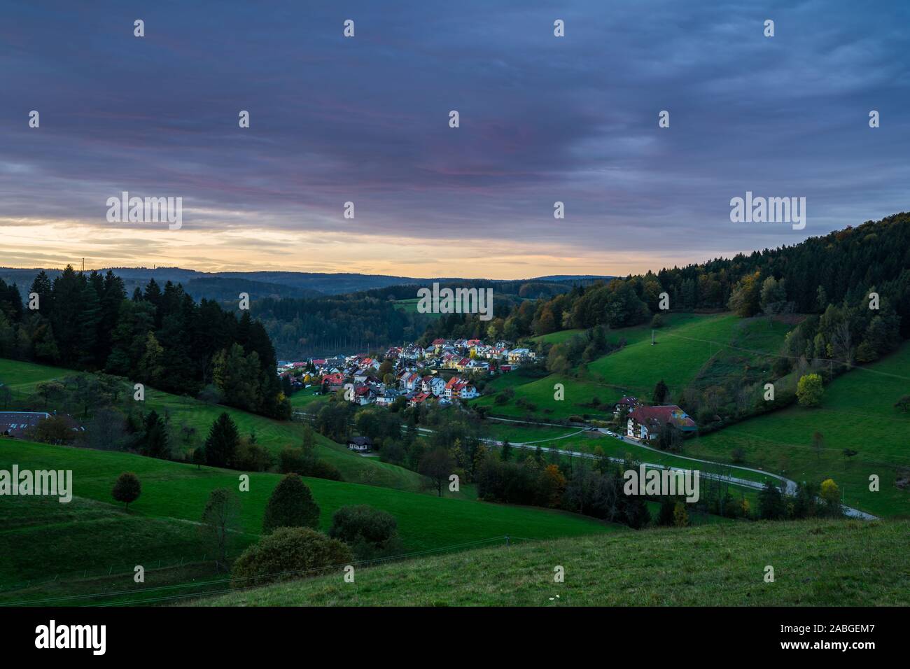 Germany, Idyllic black forest village elzach houses and streets in ...